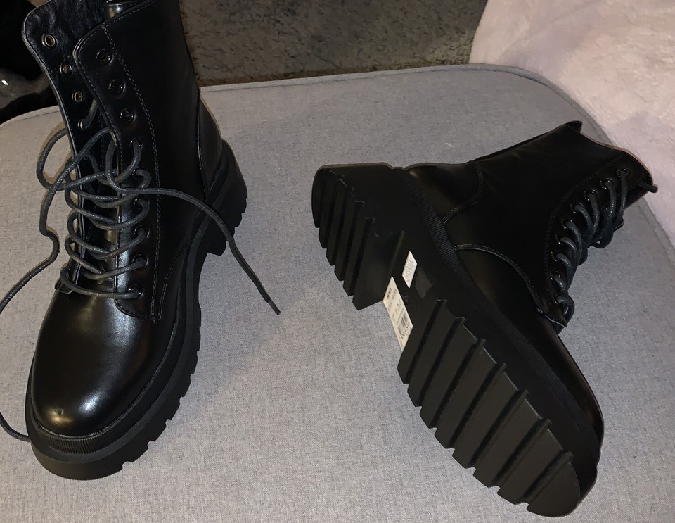 Topshop Black Stomp boots 5 Bnwt | eBay UK