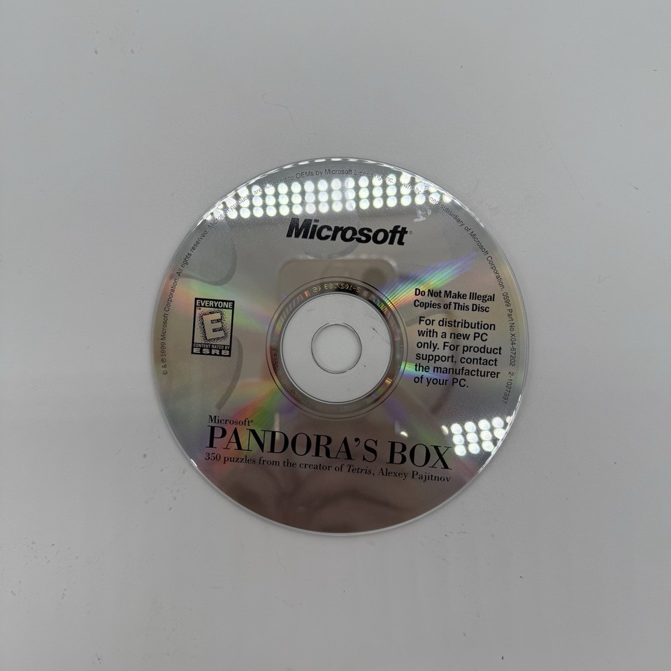 Microsoft Pandora's Box Computer PC Game 350 Puzzles 1999 Tetris CD-ROM ...