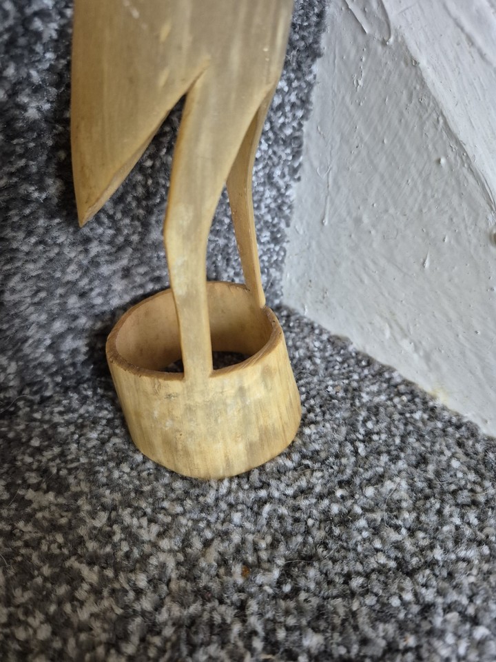 Vintage Hand Carved Steer Horned Bird,Heron,Egret,or Crane. | eBay UK