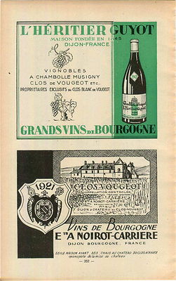 ADVERTISEMENT Burgundy Vineyard Wine Labels L'Heritier Guyot Clos ...