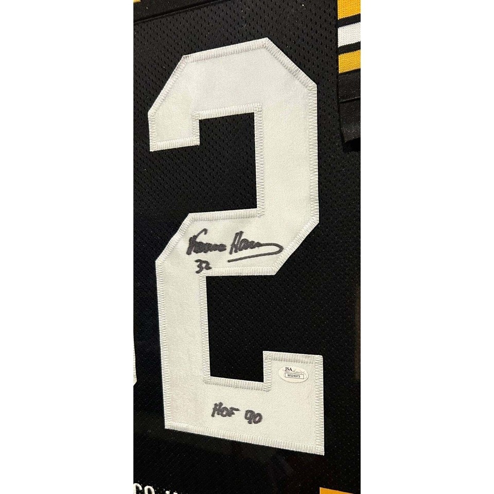 Franco Harris Framed Black Stat Jersey JSA Autographed Signed Steelers ...