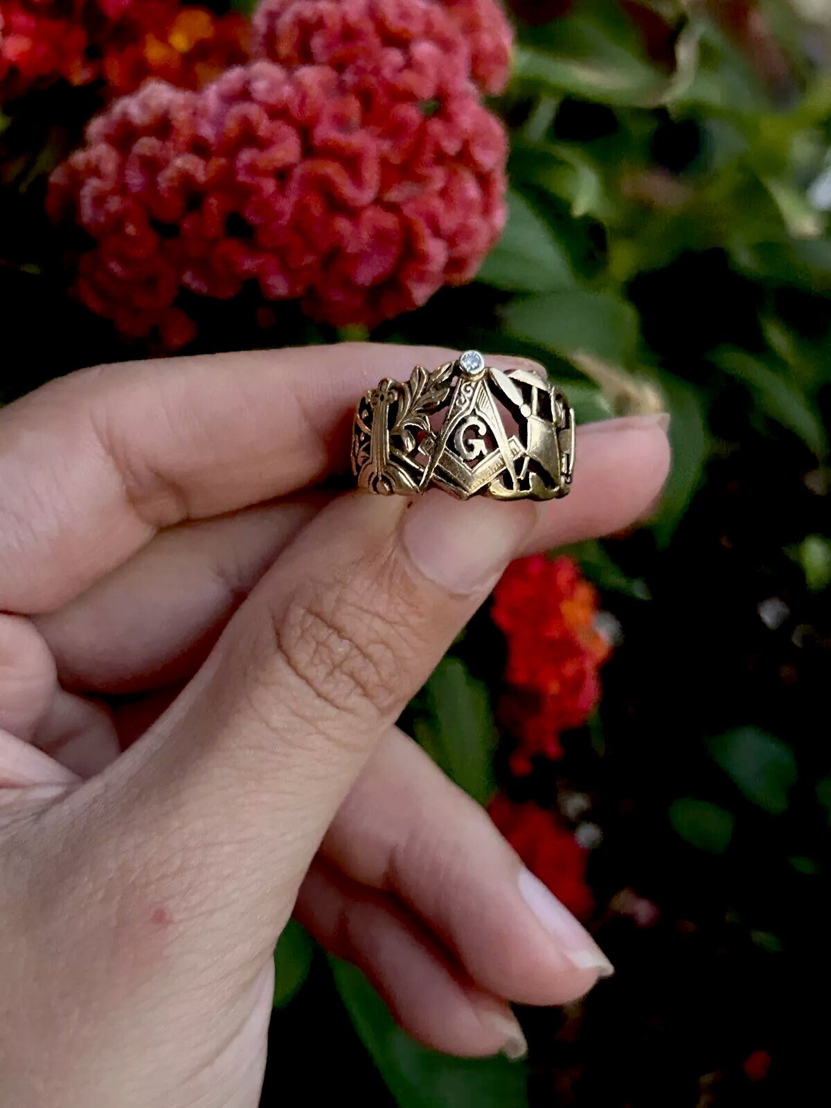 Antique Masonic poison ring - Gem
