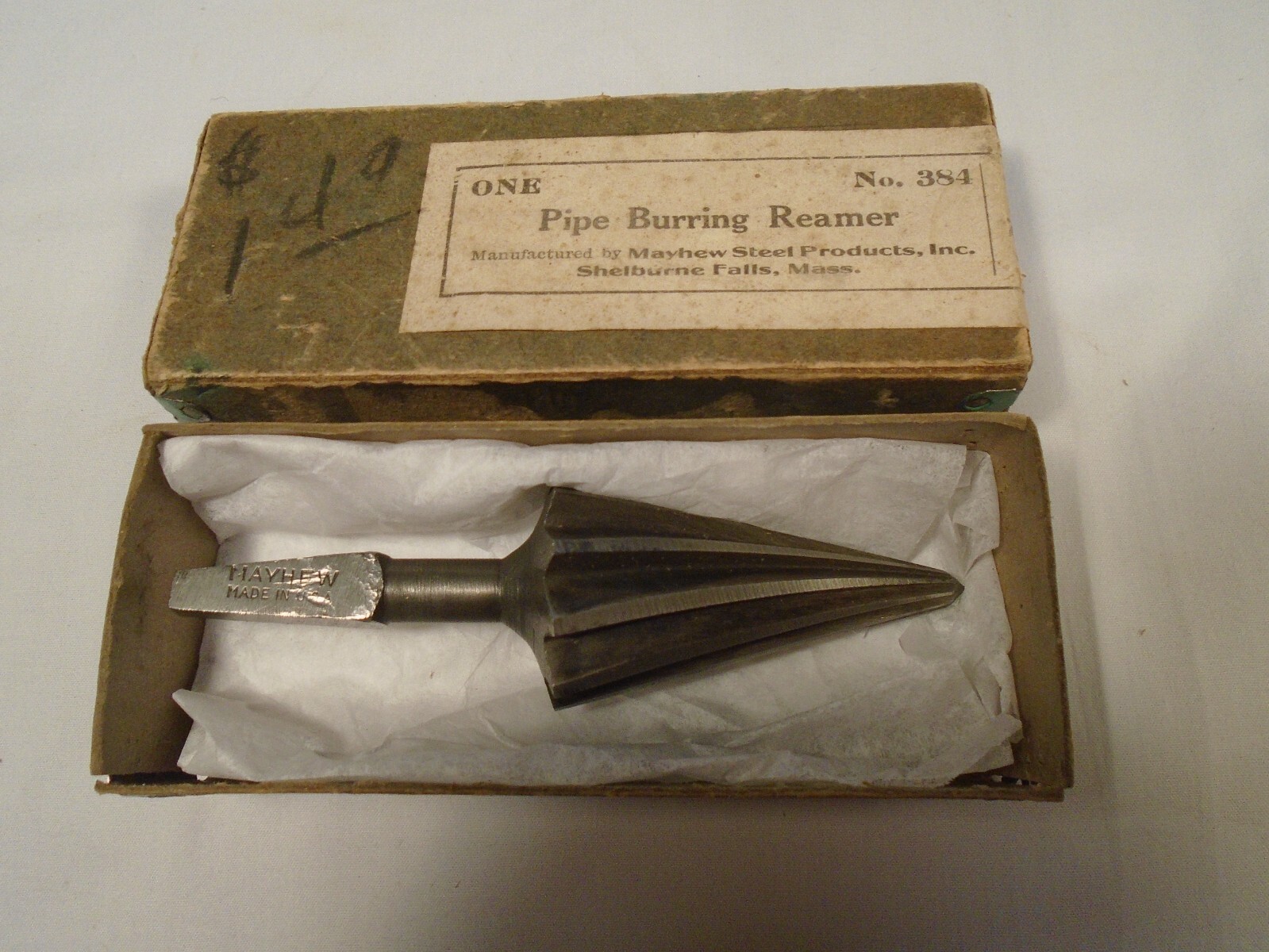 MAYHEW #384 4 1/4" LONG SPIRAL PIPE BURRING REAMER NOS EXCELLENT IN BOX ...