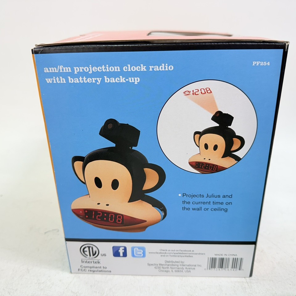 Paul Frank - Julius Monkey, Projection Alarm Clock AM/FM Radio New ...