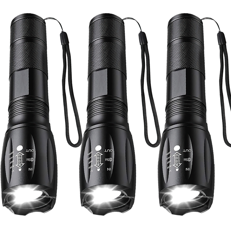 90000lm LED Tactical Flashlight Zoomable Torch for Hiking Hunting with ...