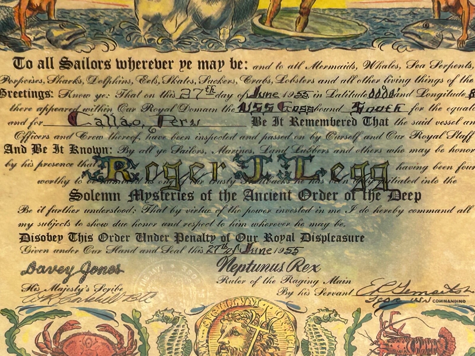 1955 USS Cross DE-448 Framed Shellback Certificate | eBay