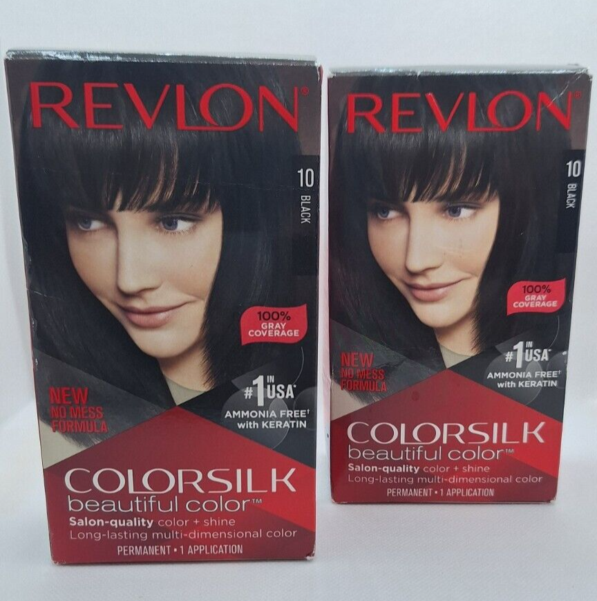 Revlon Colorsilk #10 Black Permanent Hair Color 2 Boxes | eBay
