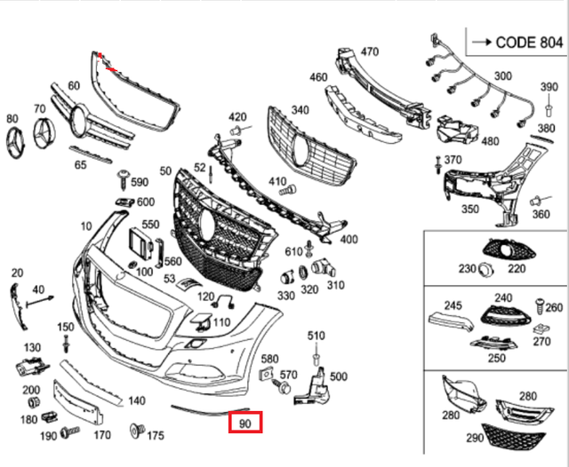 OEM Mercedes-Benz CLS W218 Front Bumper Bottom Left Trim Chrome ...