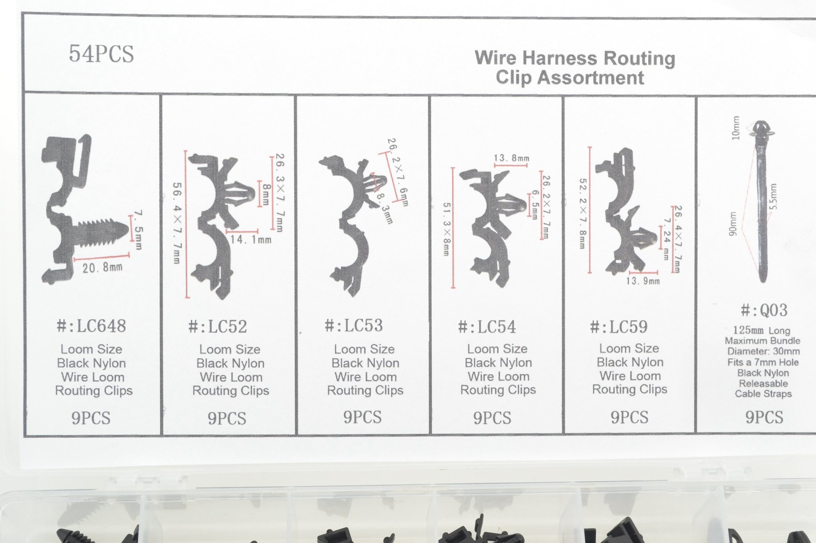 54 Pcs Car Body Wiring Harness Fastener Routing Clips Convoluted ...