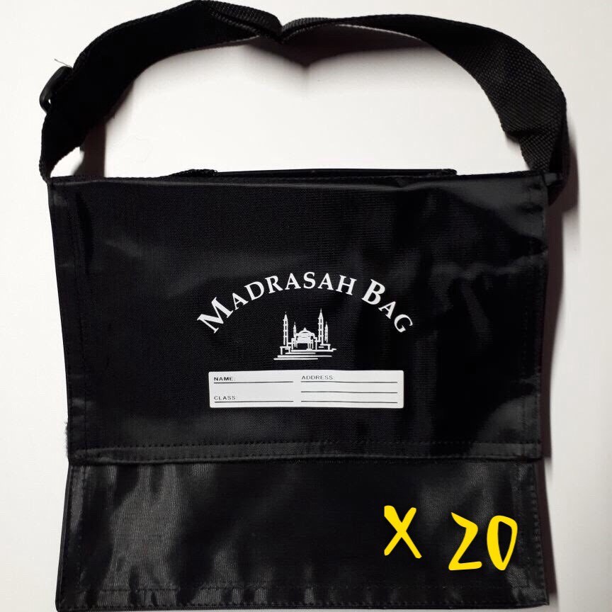 20X CHILDREN'S MADRASAH BAG | SMALL SIZE | WITH STRAP | BLACK | MOSQUE ...