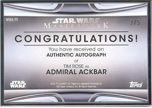 2021 Star Wars Masterwork MWA-TR Tim Rose As Ackbar Silver Framed ...