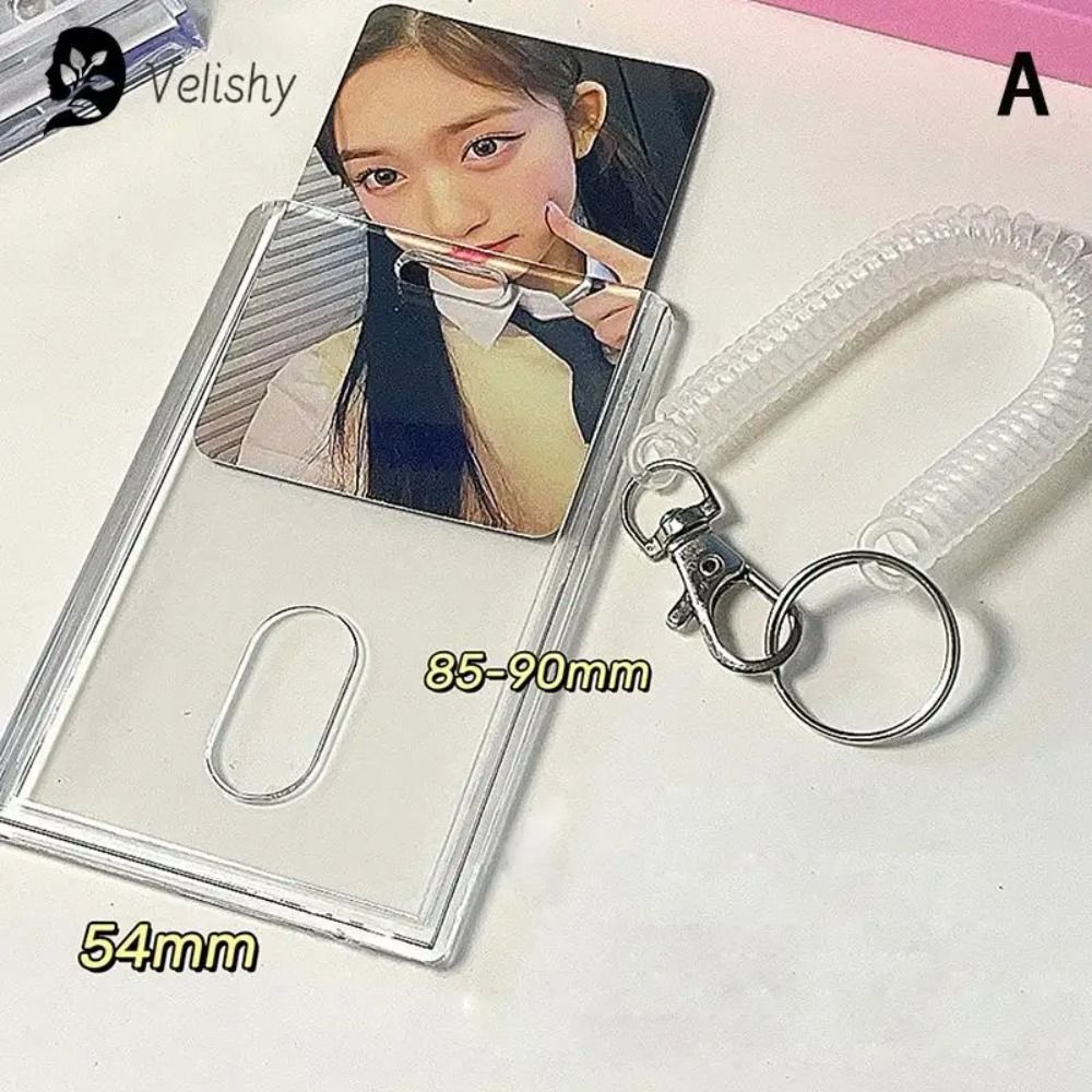 Transparent Photocard Holder Spring Rope Keychain 2024 Card Holder Card ...