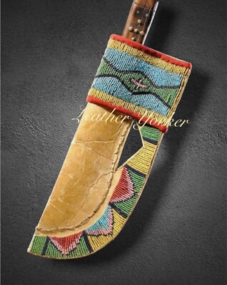 Sioux Old Style Indian Beaded Native American Leather Knife Sheath S843 ...