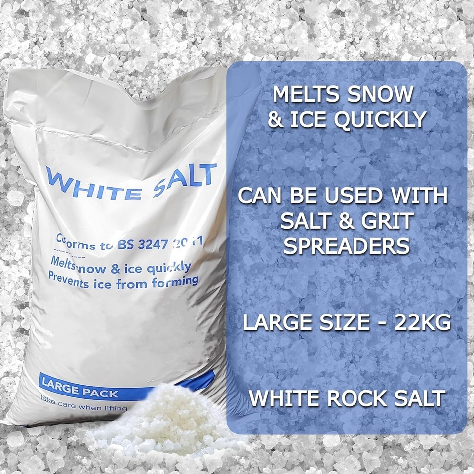 White Rock Salt Deicing 22KG Winter Snow Ice Driveways Road Gritting ...
