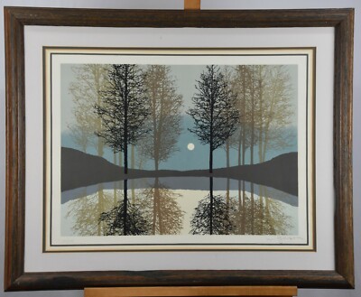 Lake Reflection Rare Michael Gason Singed Framed Landscape Serigraph ...