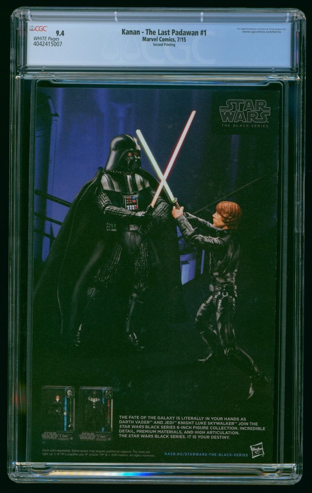 KANAN THE LAST PADAWAN #1 2ND PRINT CGC 9.4 1st KANAN JARRUS CALEB DUME ...