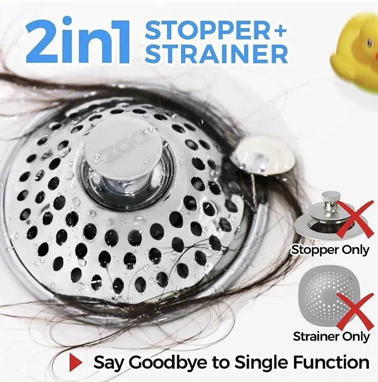 Zaa Drain Hair Catcher 2in1 Bathtub Stopper With Pop Up Bathtub Drain