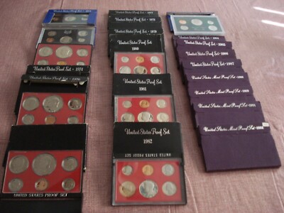 20 BU US MINT PROOF SETS, SOME UNOPENED, ALL SEALED IN CASES, NICE!! | eBay