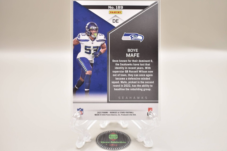 Boye Mafe Seahawks 2022 Panini Rookies & Stars Rookie RC Card Base #189 ...