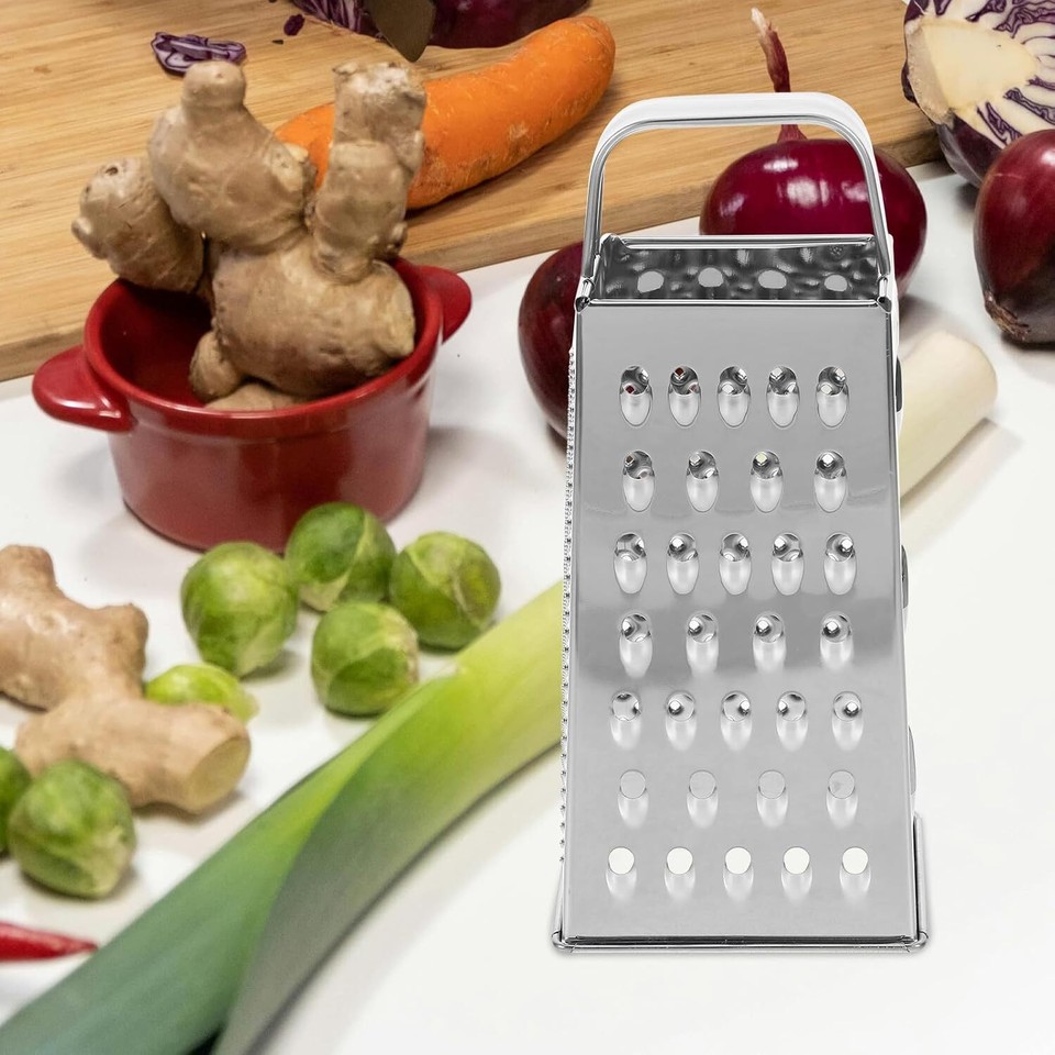 Kitchen Stainless Steel 4-Sided Box Food Grater Vegetable Cheese Slicer ...
