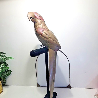 Vintage Brass/Copper Parrot With Hanging Perch, Sergio Bustamente Style ...