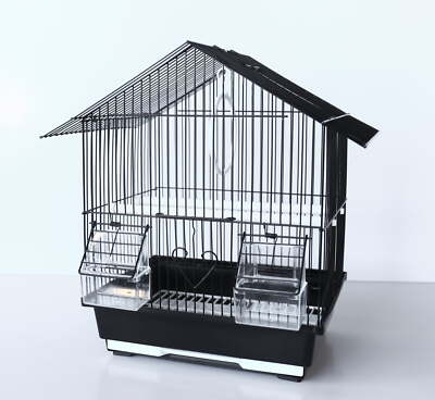 A&E Steel Parakeet Cage House Style Black Bird Cage Metal Lightweight ...