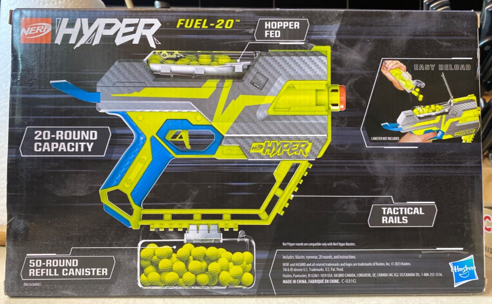 Nerf Hyper Fuel-20 Blaster 20 Round Extreme Speed upto 110 FBS Hopper ...