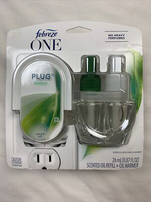New! Febreze ONE Plug In Bamboo Oil Warmer Plus Two-sided Scented Oil ...