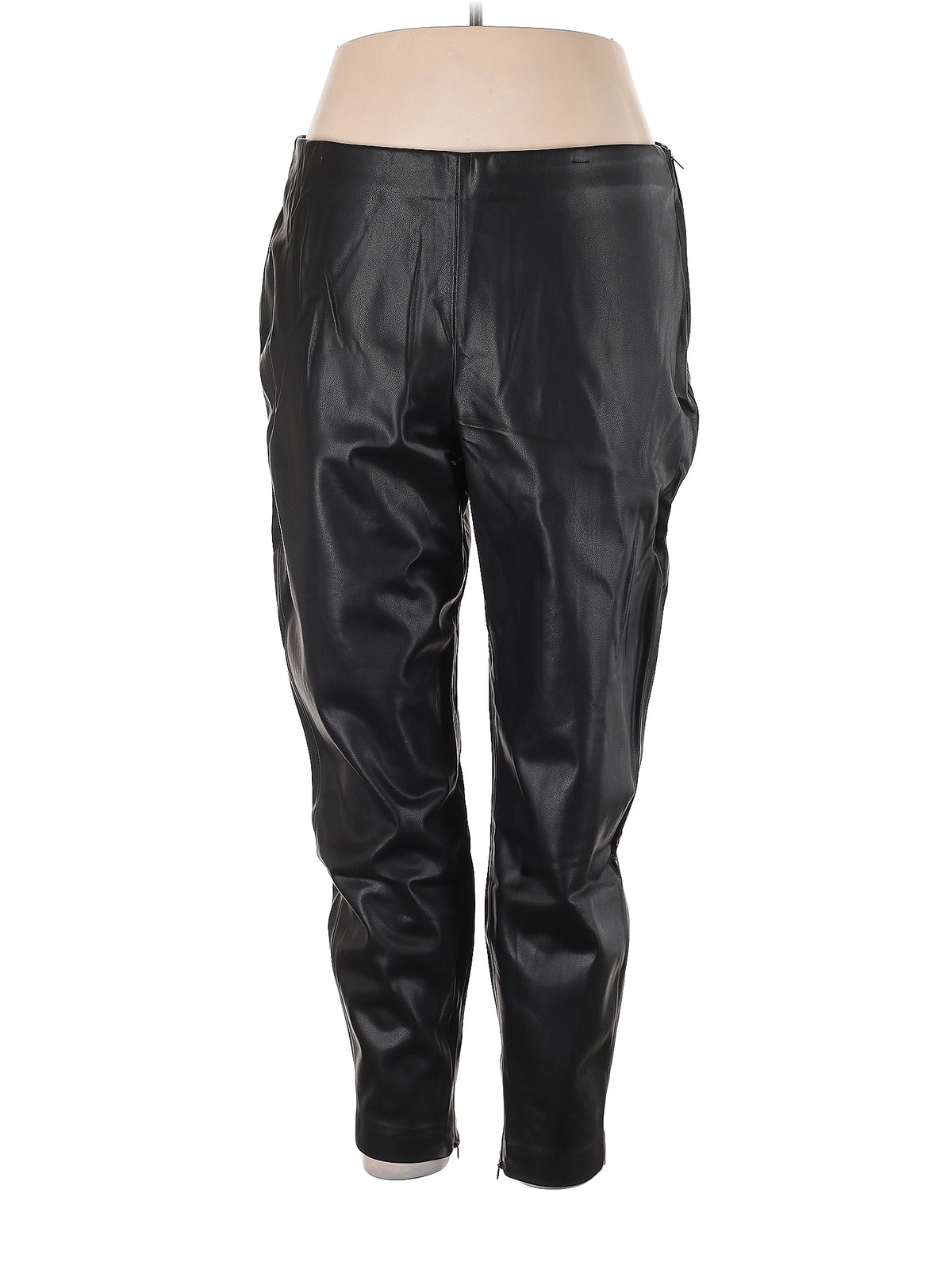 MNG Women Black Faux Leather Pants 1X Plus - Gem