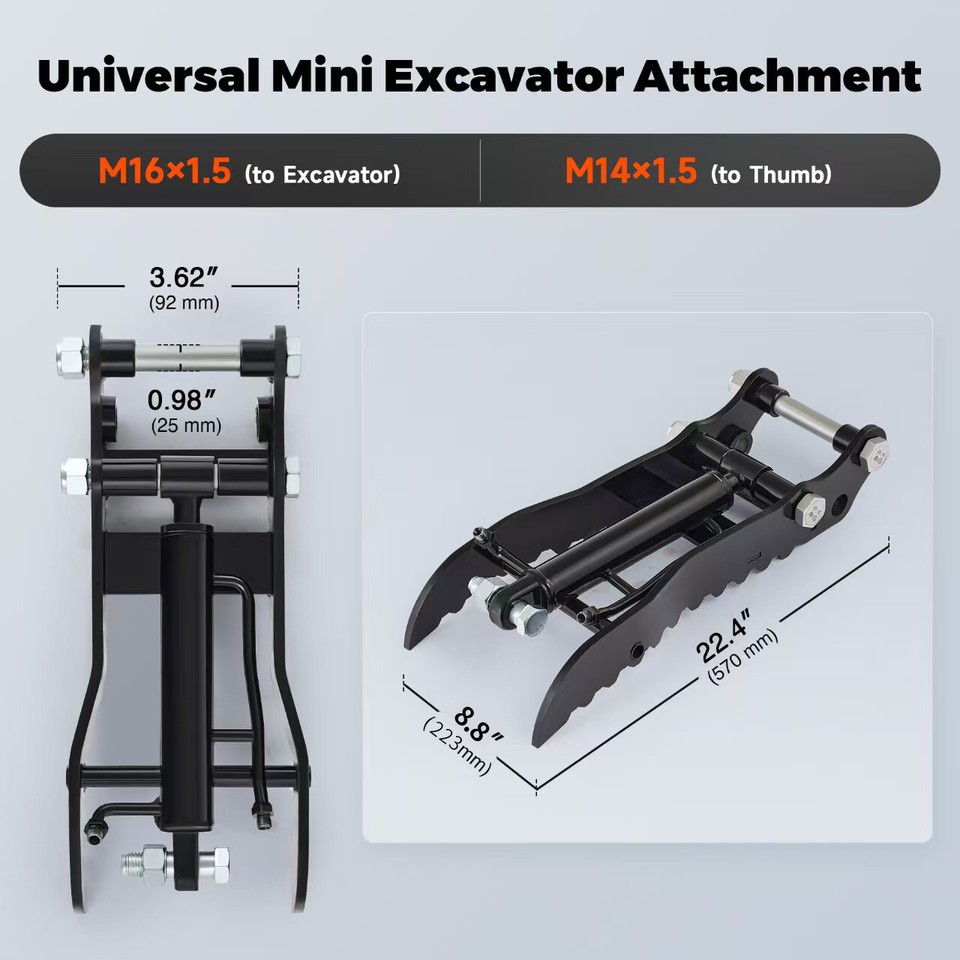 Hydraulic Thumb Clip Mini Excavator Digger Attachment With Hydraulic ...
