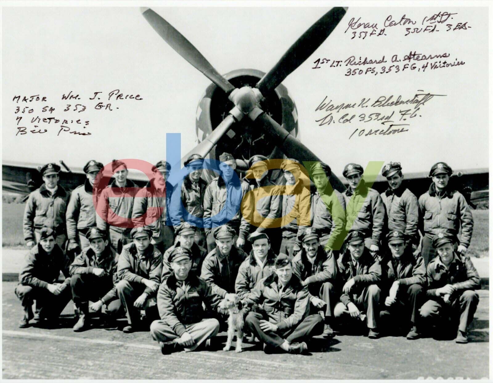 353RD FG WWII ACE SIGNED BY 4 8X10 PHOTO ACES 353RD FIGHTER GROUP ...