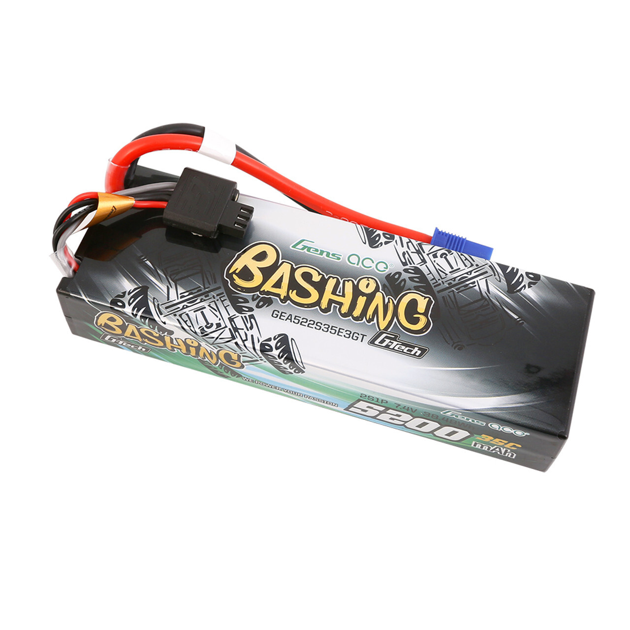 GensAce G-Tech Bashing 5200mAh 7.4V 35C 2S Car Lipo Battery Hardcase ...