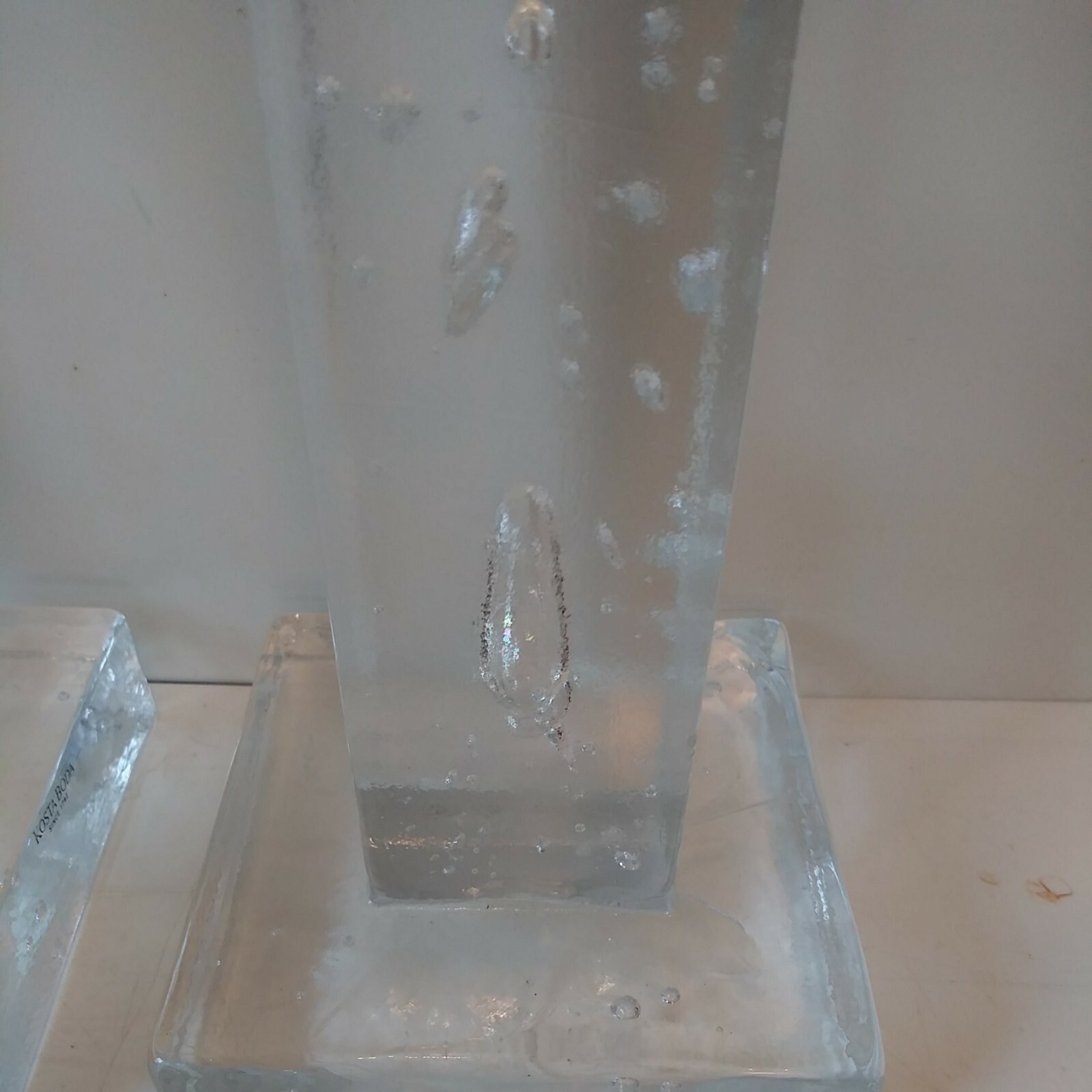 Set Of Kosta Boda Ice Pillar Tower Candlestick Holders 17 inch and 12 ...