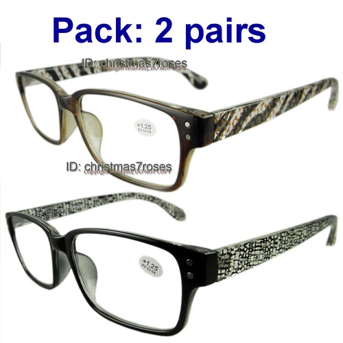 PACK 2 pairs-Men Women Reading glasses 52-17-140 plastic reader 2 3 w ...