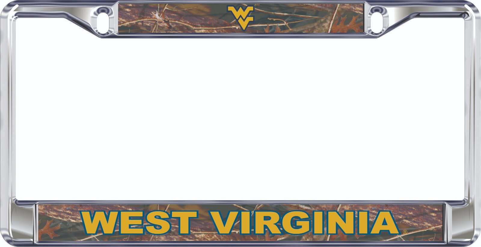 WVU WEST VIRGINIA Chrome Metal Camo License Plate Tag / Frame | eBay