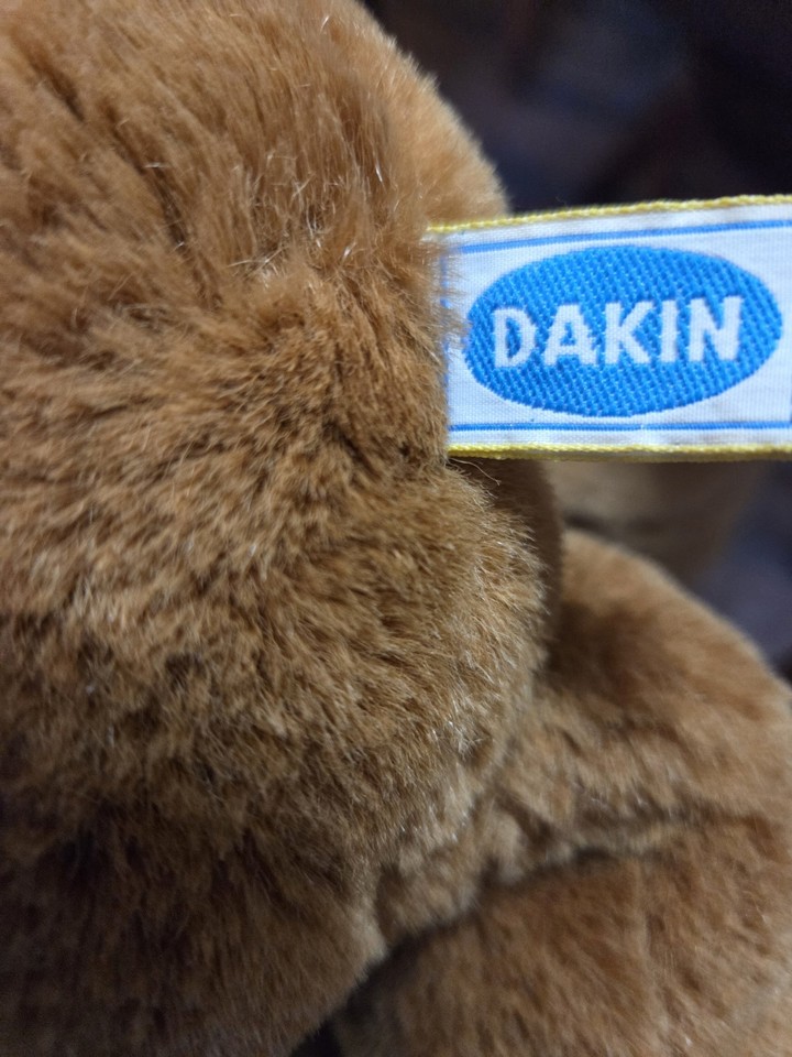 Vintage Honey Jo Dakin Plush Brown Teddy Bear With Red Bow EUC 1986 ...