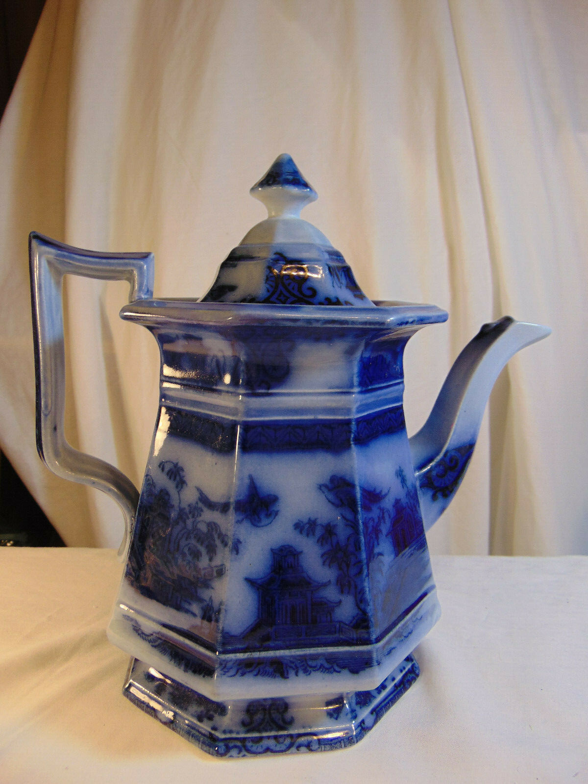 Flow Blue staffordshire teapot "Chusan "by Clementson Circa 1840's | eBay