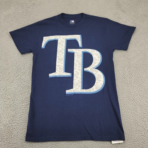 Tampa Bay Rays Shirt Mens Small Blue TB Large Logo Crew MLB Baseball ...
