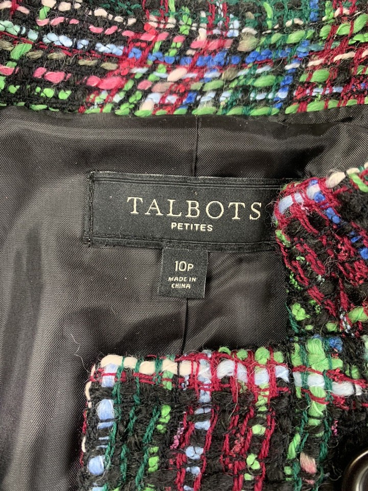 Talbots Womens Jacket Blazer 10P Petite Coloful Woven Wool Boucle ...