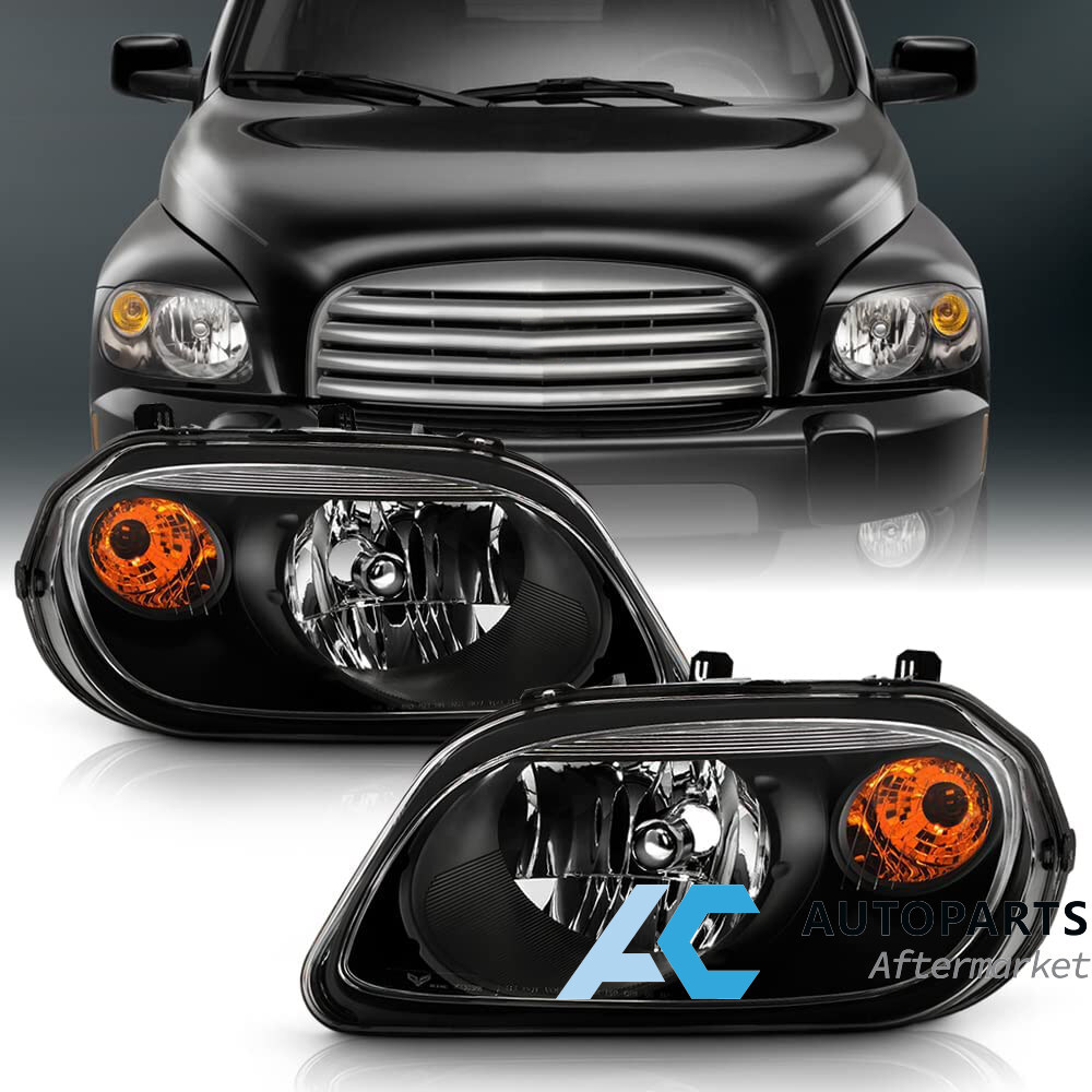 For 2006-2011 Chevy HHR Headlights Headlamps Black Housing Pair Left Right