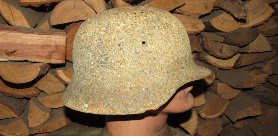Original-Authentic WW2 WWII Relic German helmet Wehrmacht mfr Stamp 803 ...