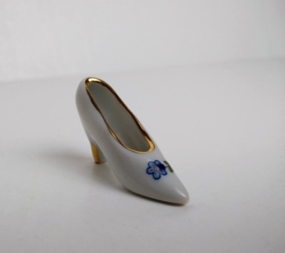 Vintage Limoges France Miniature Porcelain High Heel Shoe w/Gold Trm ...