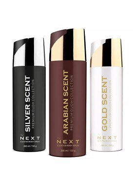 Next Care Premium OUDH DEO, GOLD, SILVER & ARABIAN Scent Deodorant Body ...