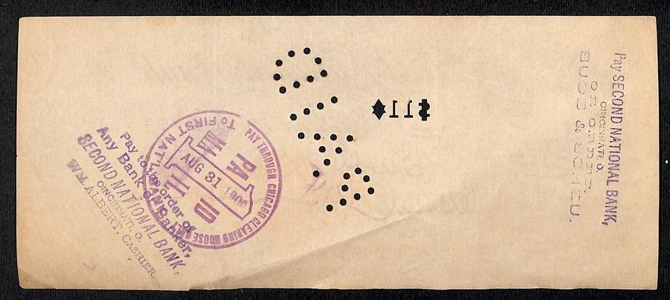 FNB Urbana, IL $11 1900 Bank Check Revenue Stamp w/ University Bldg ...