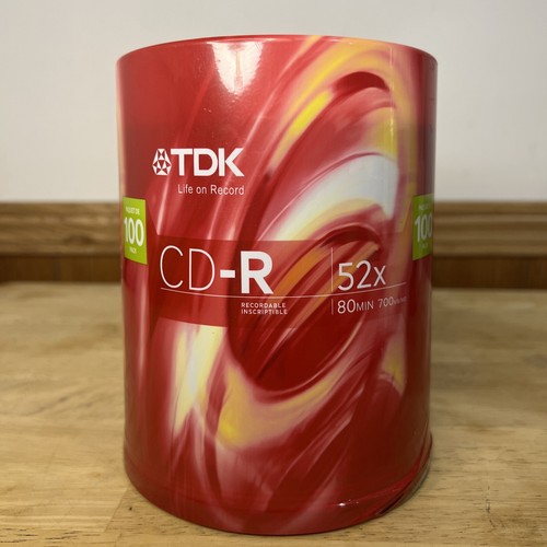 NEW SEALED TDK CD-R Spindle 100 Pack 700 mb 52x 80 min Recordable ...