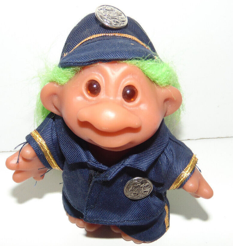 Vintage 1986 Thomas DAM Policeman Norfin Troll 5" Doll pastel green ...
