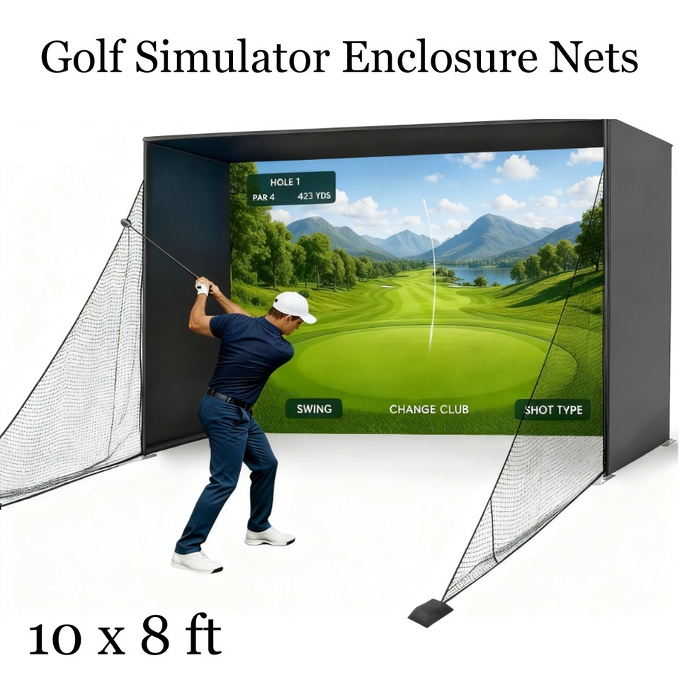 10 x 8 ft Golf Simulator Enclosure with Upgraded Impact Screen and ...