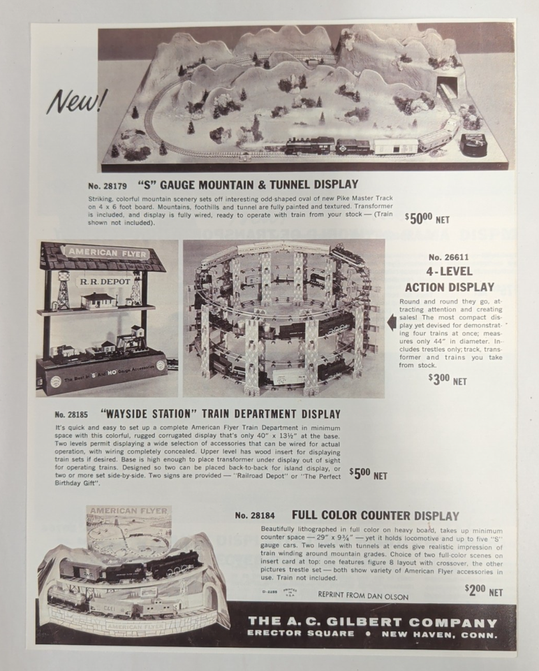GILBERT RETAIL DISPLAYS CATALOG-1961-62-ERECTOR-AMERICAN FLYER TRAINS ...