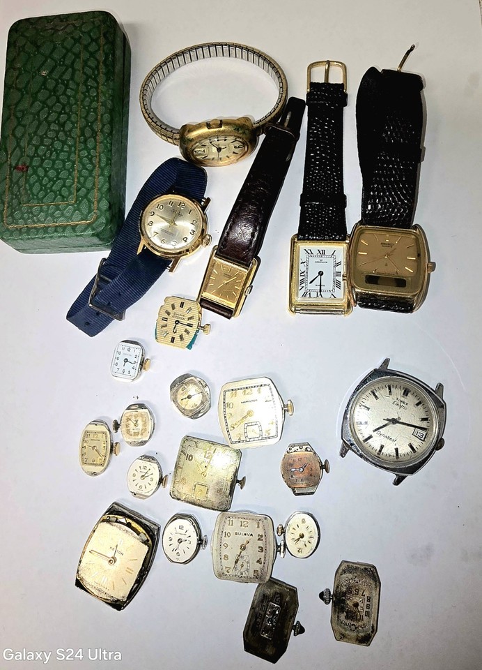 VTG WATCH DIAL LOT (21) GRUEN CROTON BENRUS ... - FOR PARTS OR REPAIR ...