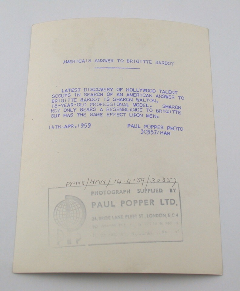 PAUL POPPER vintage Photo Foto 1959 Sharon Walton Hollyw. actress ...